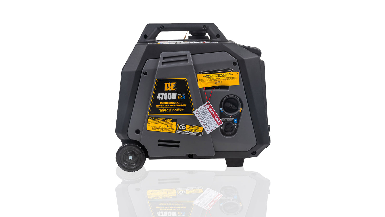 BE Power 4,700 Watt Quiet Dual Fuel Inverter Generator weighs 58 lbs ...